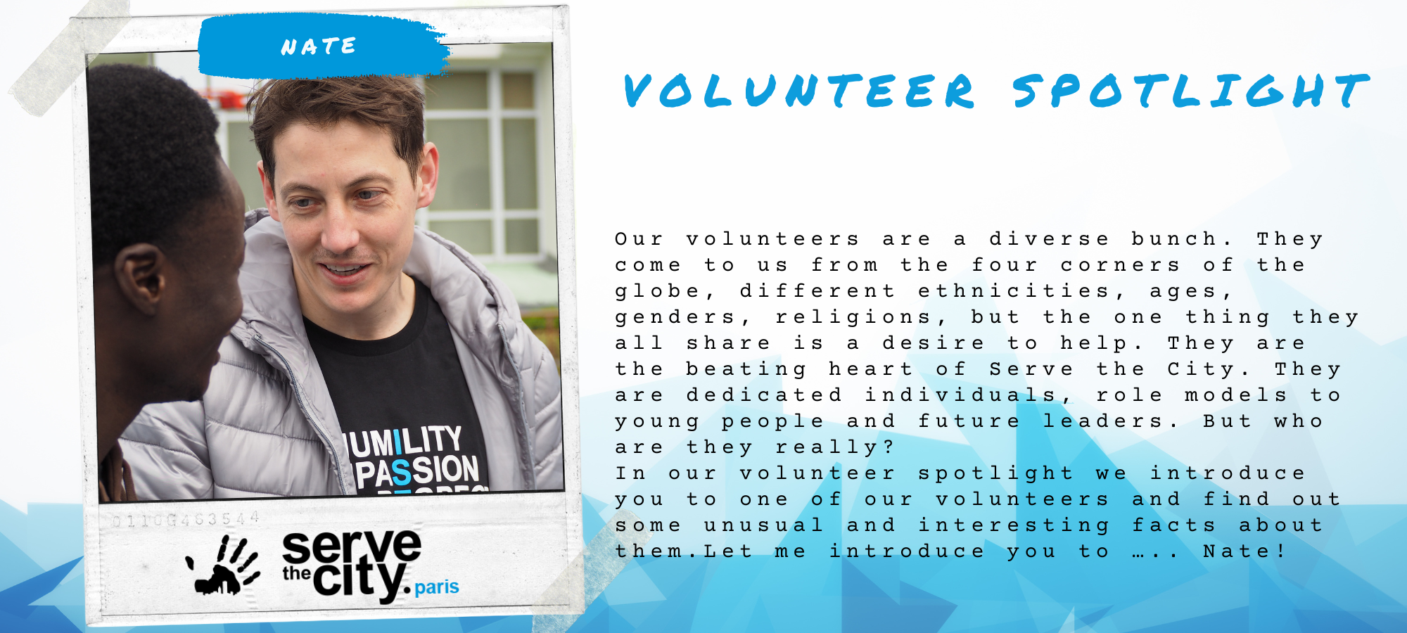 Volunteer Spotlight: Nate – Serve the City Paris